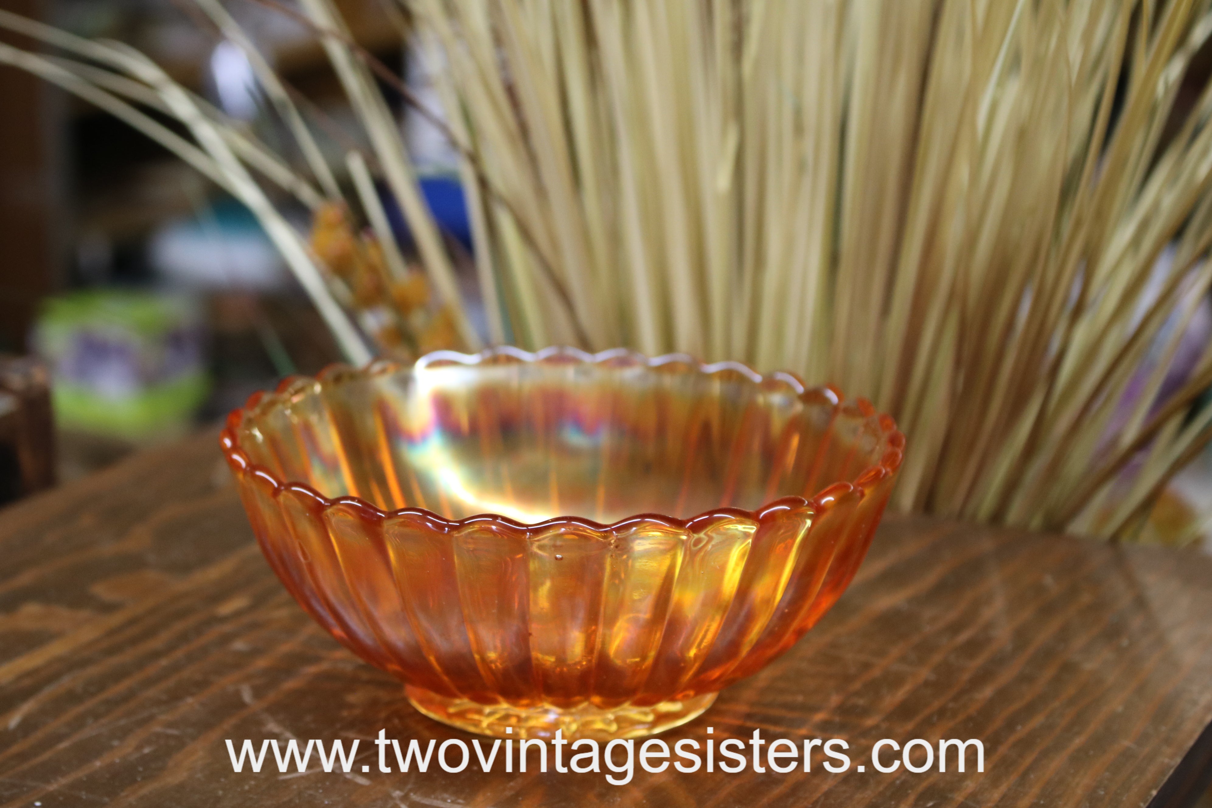 Antique Glass Candy Dishes Mid Century Marigold Leaf Carnival Glass