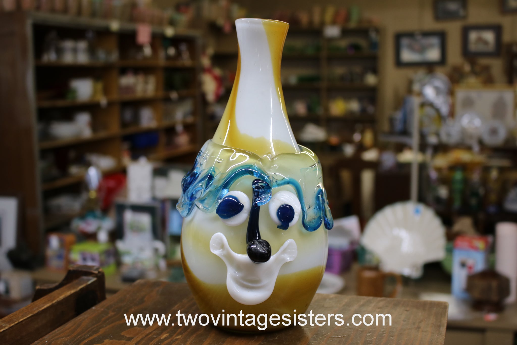Murano Multi Color Badioli Picasso Clown Glass Art Vase