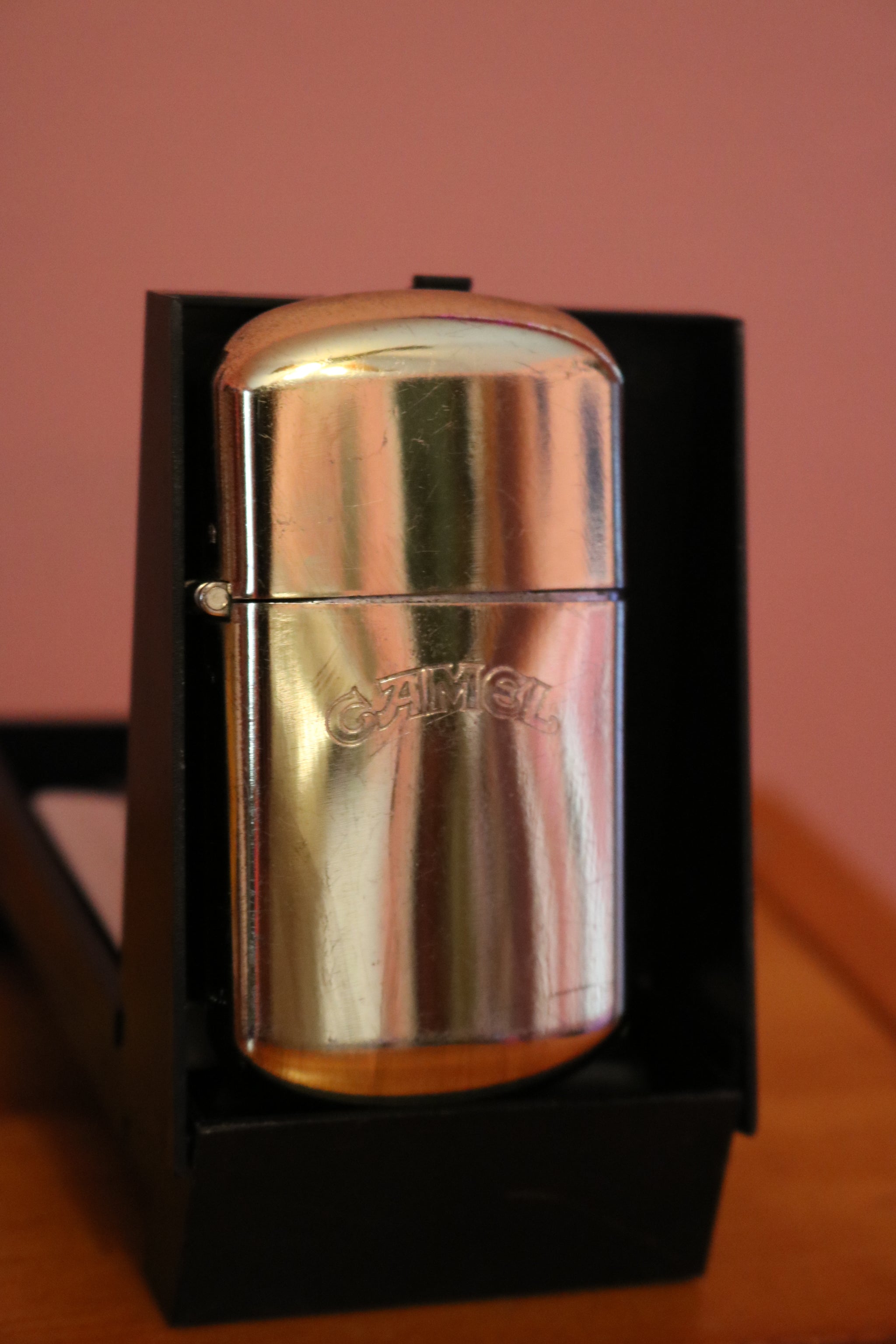 Vintage Camel Gold Mirror Hinged Lighter